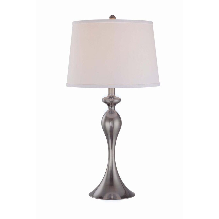 Lite Source 27" 3-Way Gray/Silver Table Lamp with White Shade at Lowes.com