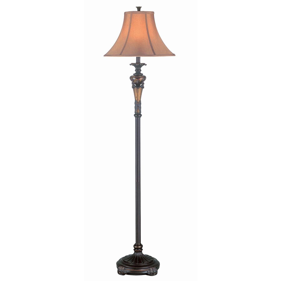 Lite Source FLOOR LAMP - ANT. GOLD/FABRIC SHADE, CFL 25W/3-WAY at Lowes.com