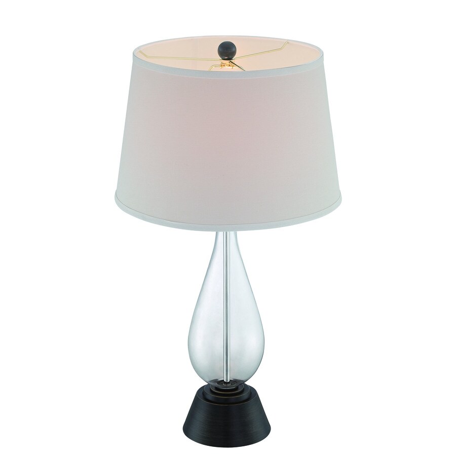 Lite Source Pello 29-in Dark Bronze, Clear Table Lamp with Fabric Shade ...