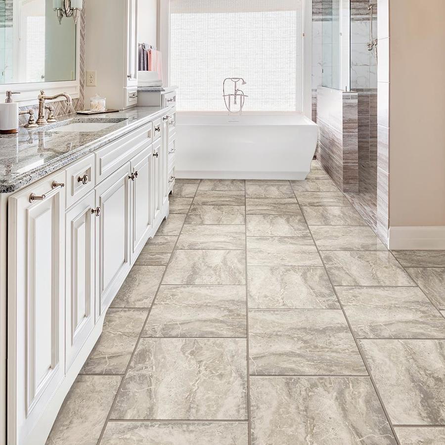 Congoleum DuraStone-Roman Elegance Light Greige Vinyl Tile Sample in ...