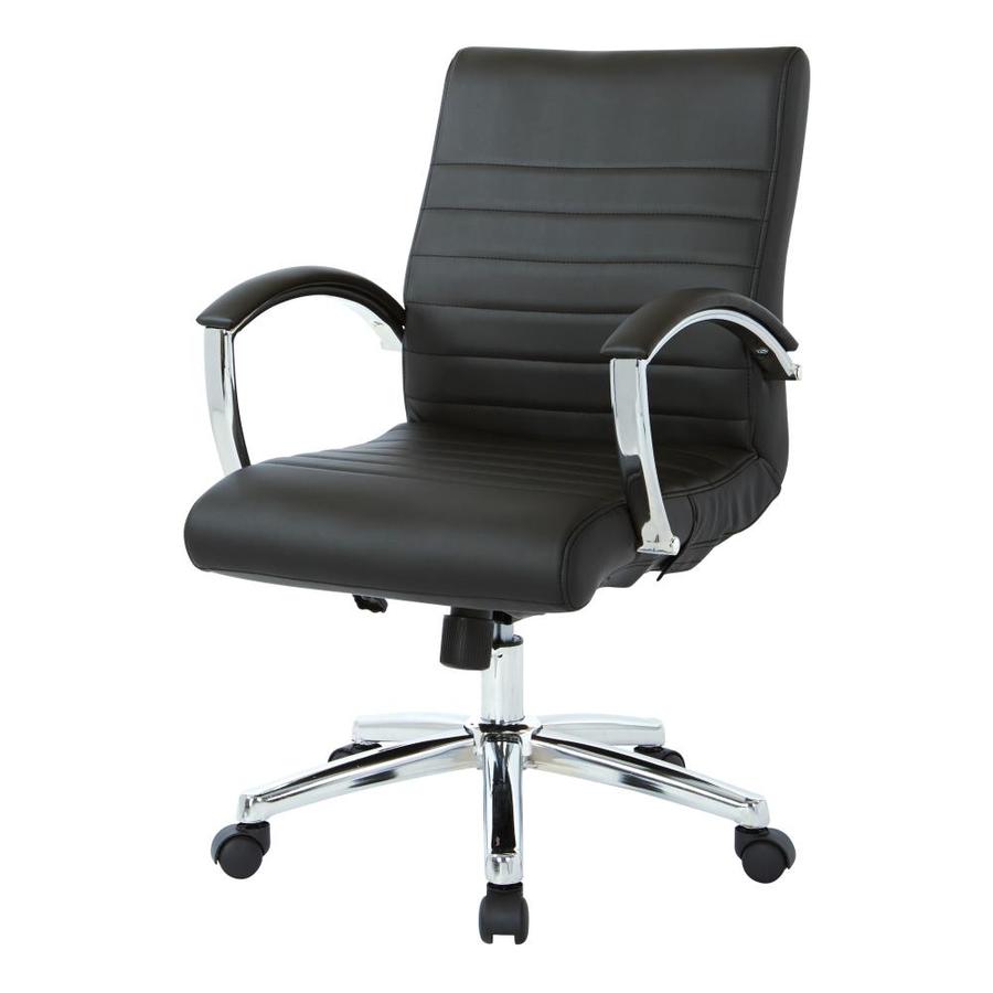 Work Smart Executive Low Back Chair in Black Faux Leather at Lowes.com