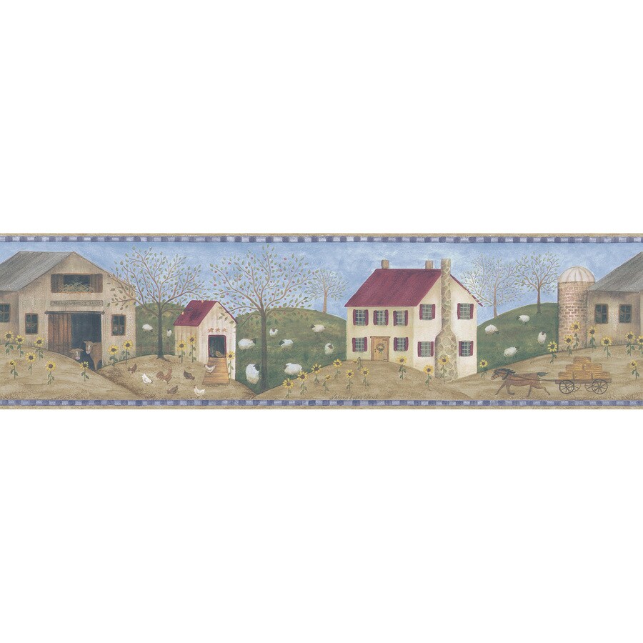Brewster Wallcovering 6-7/8" Scenic Country Farm Prepasted Wallpaper ...