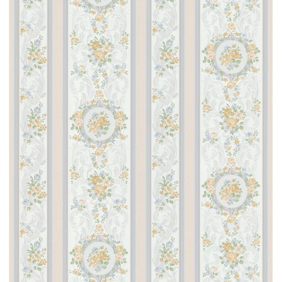 Brewster Wallcovering Rose Scroll Cameo Stripe Wallpaper at Lowes.com