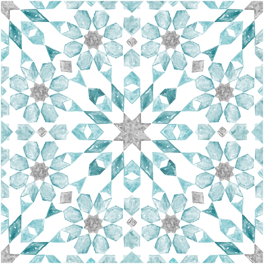 FloorPops 20-Piece 12-in x 12-in Blue Peel-and-stick Pattern ...