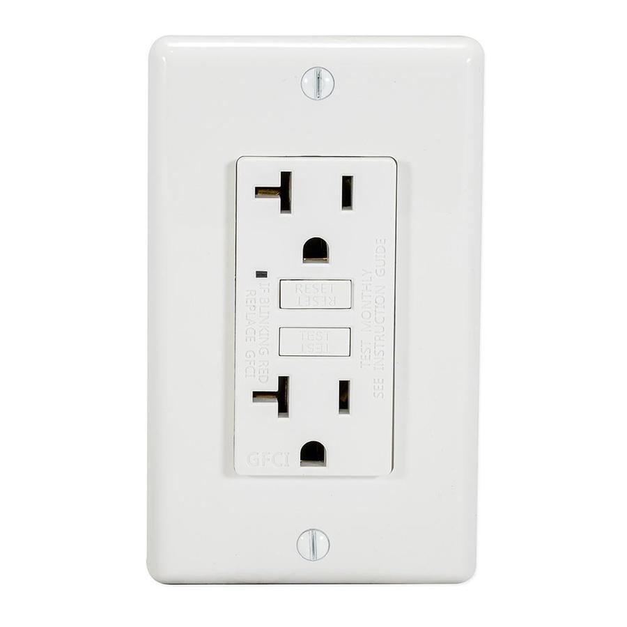 EZ-FLO White 20-Amp Duplex Recessed GFCI Residential Outlet with Wall ...
