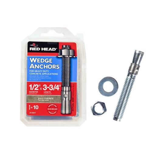 Red Head 10-Pack 3-3/4-in x 1/2-in Wedge Anchors at Lowes.com