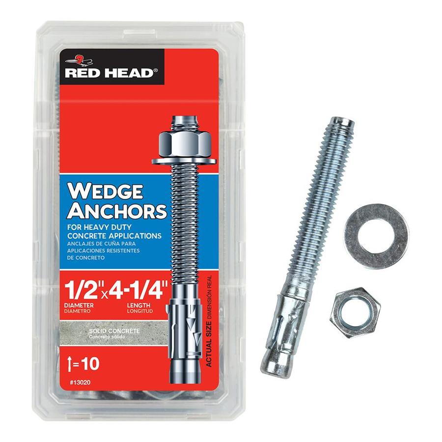 Red Head 10-Pack 4-1/4-in x 1/2-in Wedge Anchors in the Concrete ...