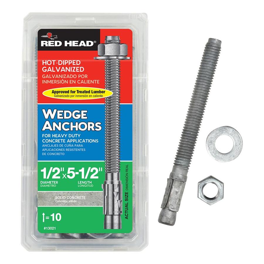 Red Head 10-Pack 5-1/2-in x 1/2-in Wedge Anchors at Lowes.com