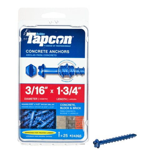 Tapcon 25-Pack 1-3/4-in x 3/16-in Concrete Anchors in the Concrete ...