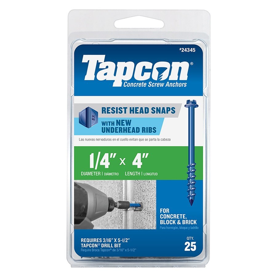 Tapcon 25-Pack 4-in x 1/4-in Concrete Anchors at Lowes.com