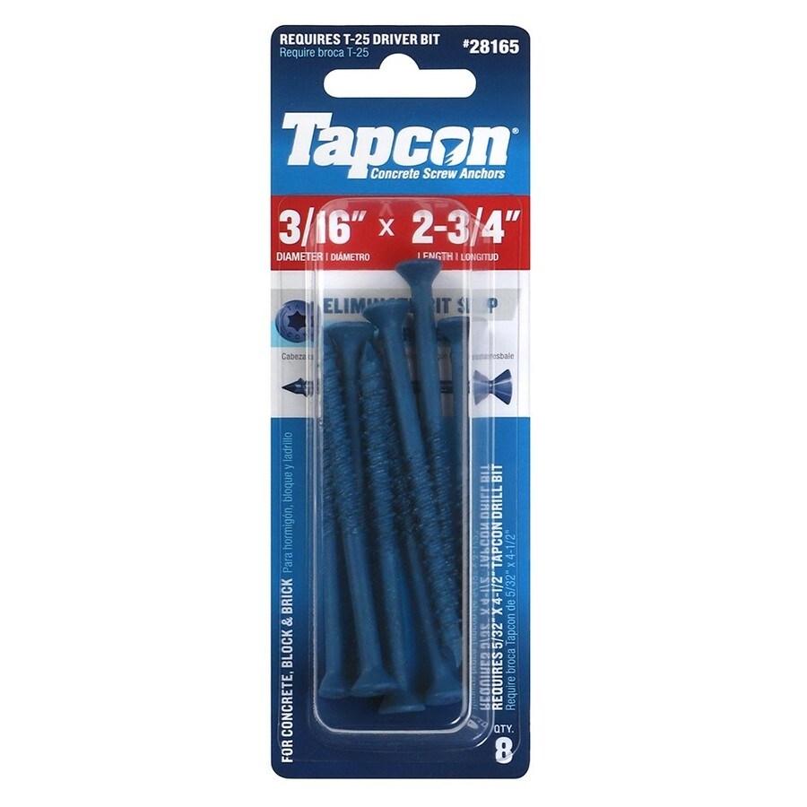 Tapcon 3/16 in. x 2-3/4 in. Star Flat-Head Concrete Anchors (8-Pack) in ...