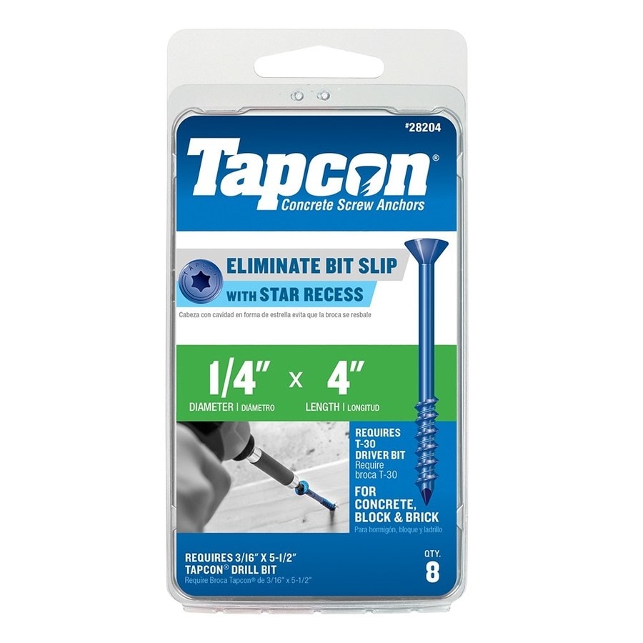 Tapcon 1/4 in. x 4 in. Star Flat-Head Concrete Anchors (8-Pack) in the ...
