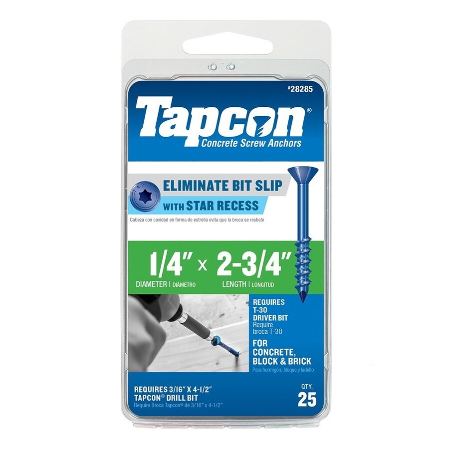 Tapcon 25-Pack 2-3/4-in x 1/4-in Concrete Anchors in the Concrete ...