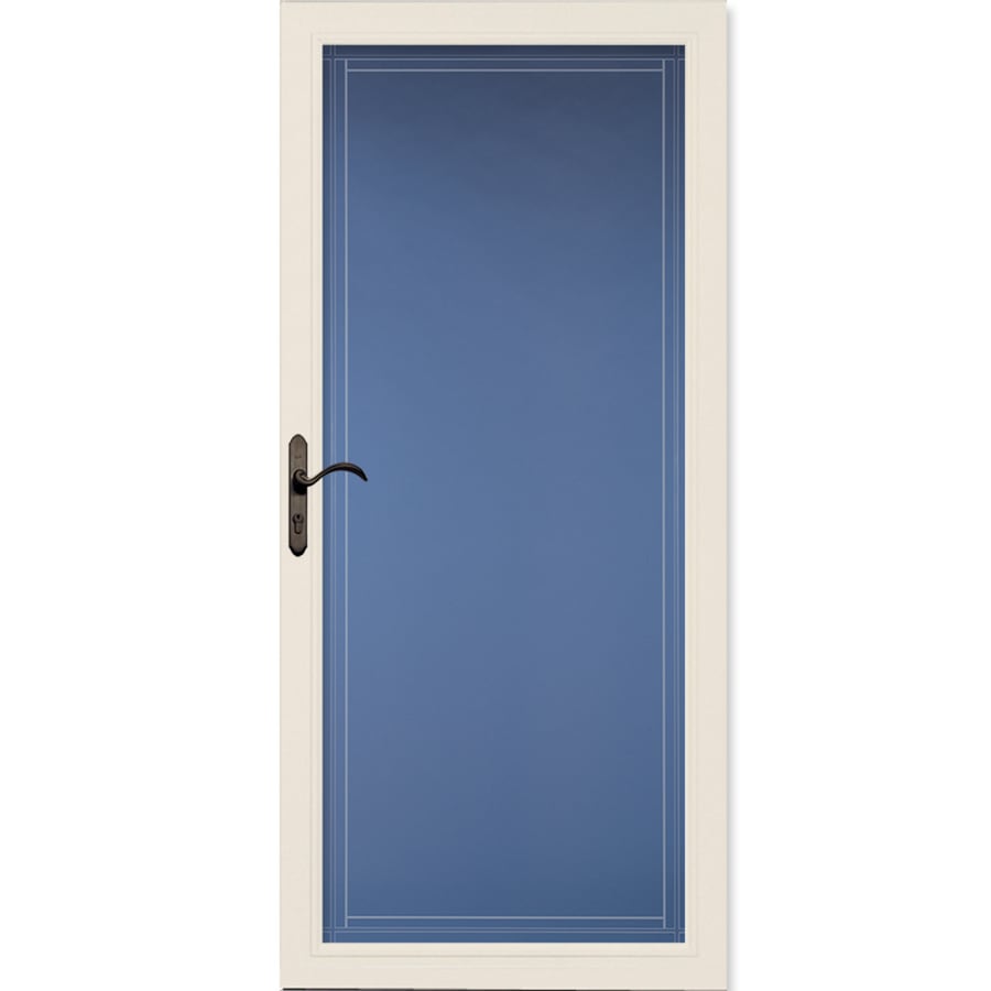 Pella Select 36-in x 81-in Poplar White Full-View Aluminum Storm Door ...