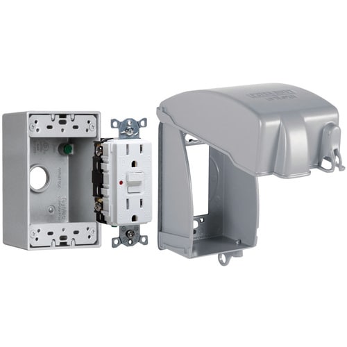 Hubbell TayMac 1-Gang Gray Metal Weatherproof New Work Standard Switch ...