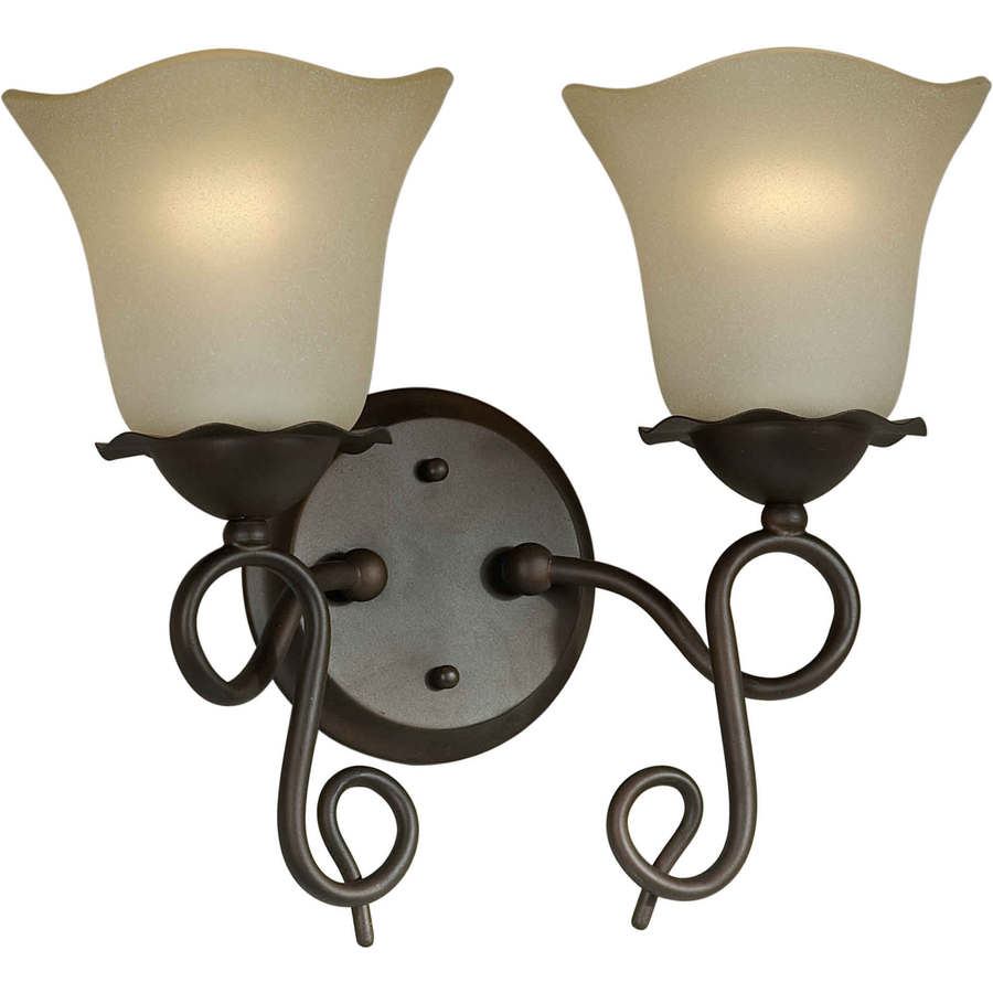 2-Light Bath Vanity Antique Bronze Finish Shaded Umber Glass at Lowes.com