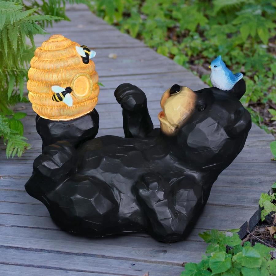 Exhart Solar Bear with Illuminating Bee Hive, 9 by 7 Inch Hive Statuary ...