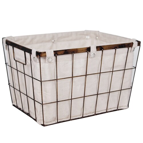 RGI HOME 16-in W x 10-in H x 12-in D Antique Brass Iron Basket at Lowes.com