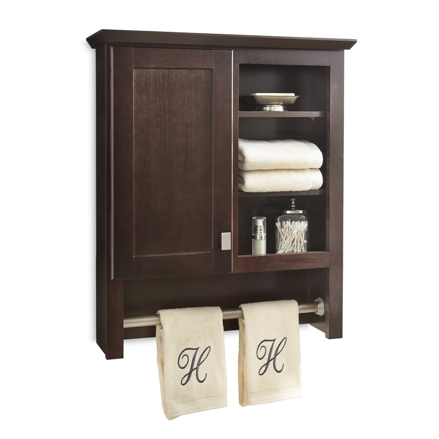 Style Selections 24.5-in W x 29-in H x 7.66-in D Java Bathroom Wall Cabinet at Lowes.com