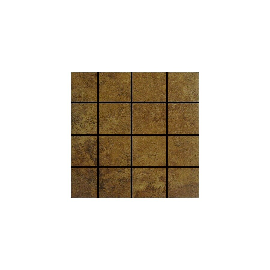 12-in x 12-in Camelot Red Glazed Porcelain Mosaic Square Listello Tile ...