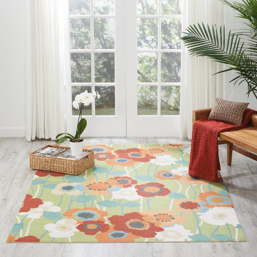 Waverly Sun and Shade Sea Glass Rectangular Indoor/Outdoor Machine-Made ...