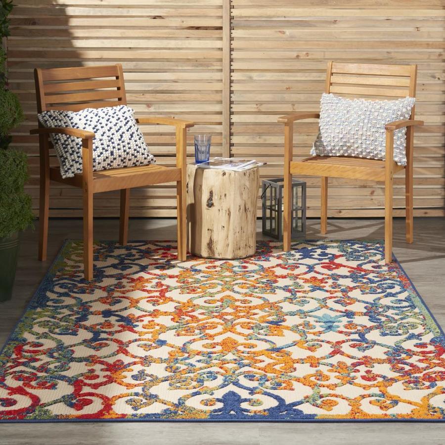 Nourison Aloha 2 x 4 Multicolor Indoor/Outdoor Geometric Coastal Area ...