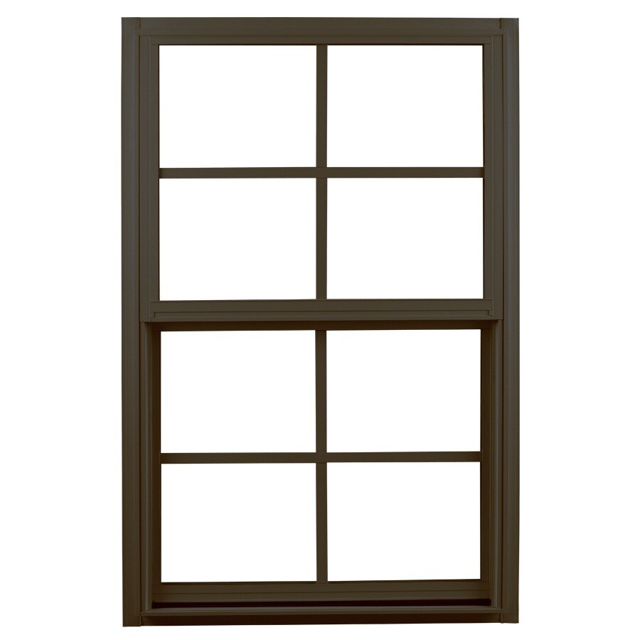 Ply Gem New Construction Bronze Aluminum Single Hung Window with Grids ...