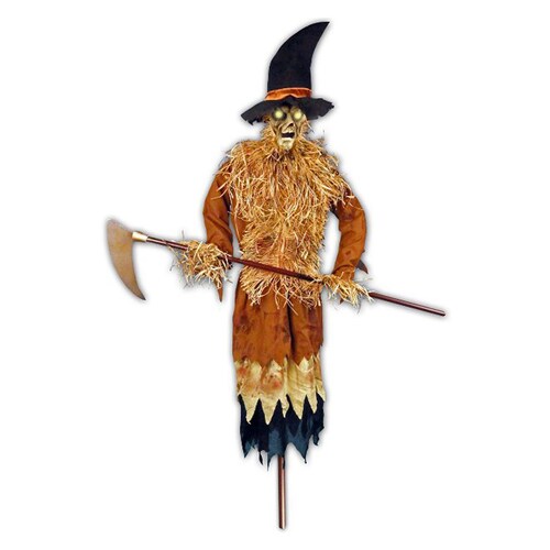 J. Marcus Animatronic Pre-Lit Musical Scarecrow Figurine with Yellow ...