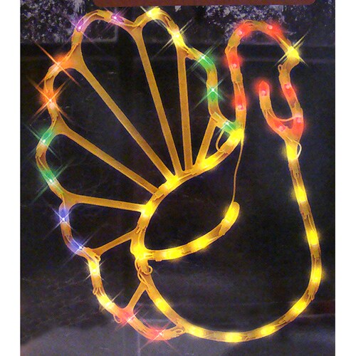 Northlight Turkey Window Cling with Constant Yellow Incandescent Lights ...