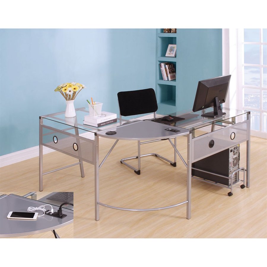 ACME Furniture Brielle Contemporary Silver L-Shaped Desk at Lowes.com