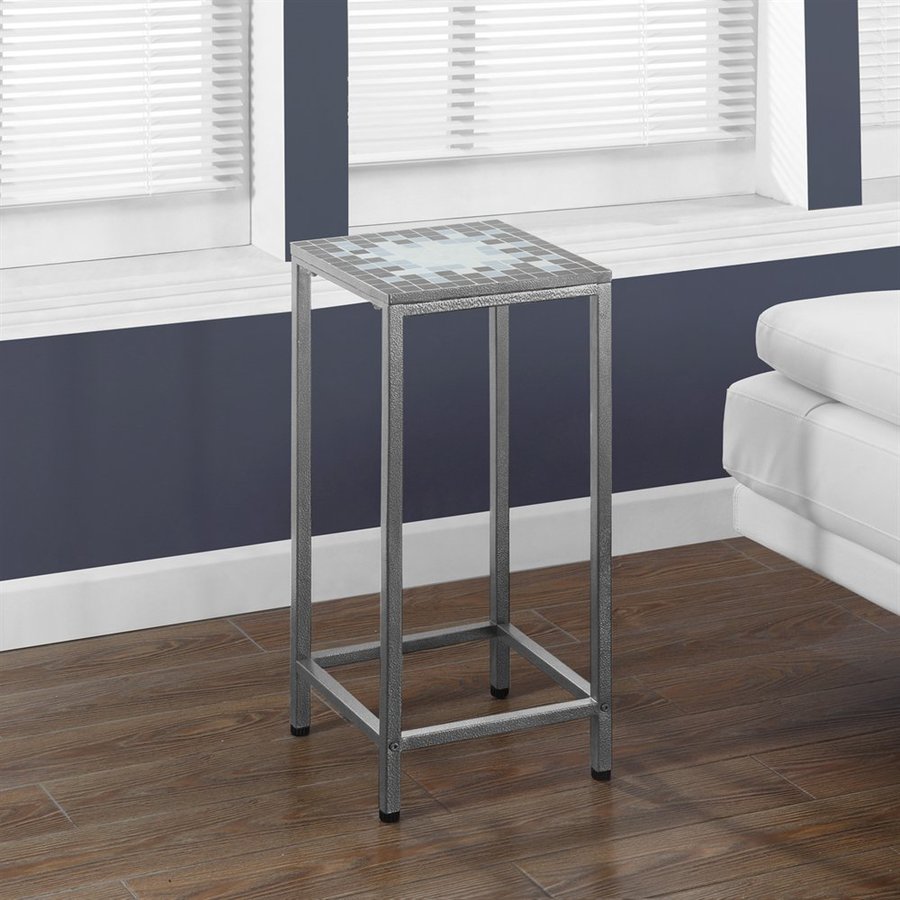 Monarch Specialties 28-in Hammered Silver/Grey/Blue Indoor Square ...