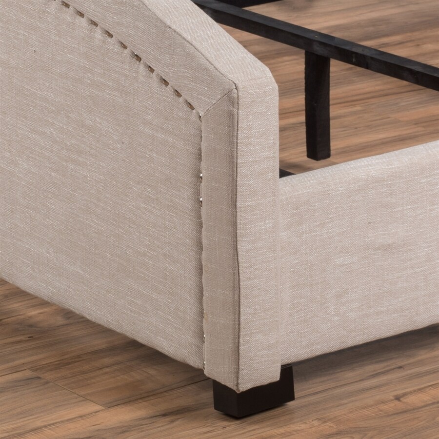 Conor Light Beige Queen Upholstered Bed in the Beds department at Lowes.com