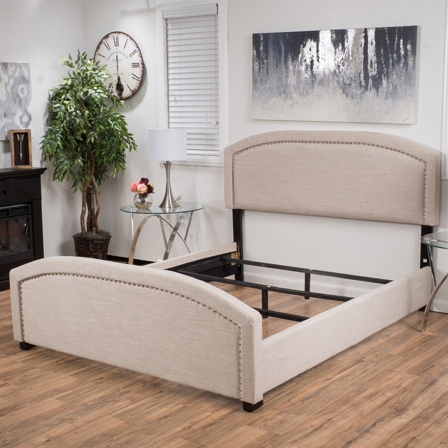 Conor Light Beige Queen Upholstered Bed in the Beds department at Lowes.com