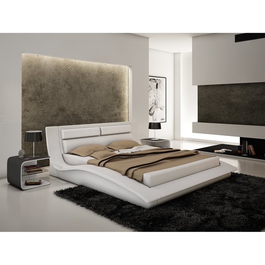 J&M Furniture Wave White Queen Platform Bed at Lowes.com