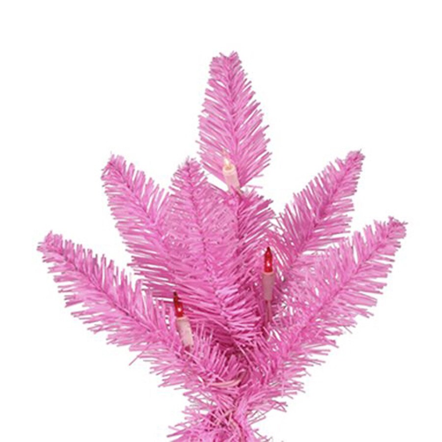 6.5-ft Pre-lit Pink Artificial Christmas Tree with Incandescent Lights ...