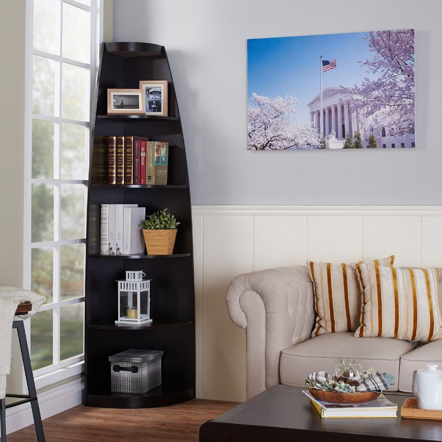 Enitial Lab Espresso 5-Shelf Bookcase in the Bookcases department at ...