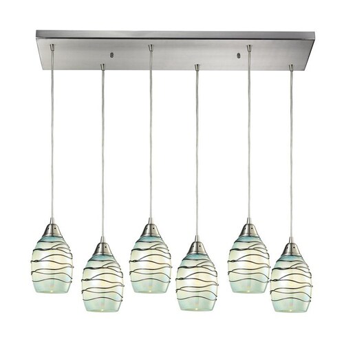 Westmore Lighting Vines 30-in W 6-Light Satin Nickel Art Glass Kitchen ...