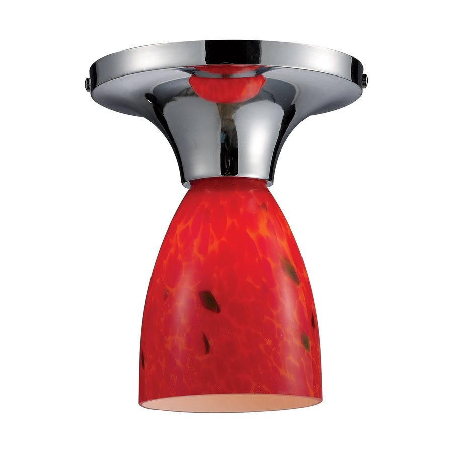 Celina 1-Light 7-in Polished Chrome/Fire Red Flush Mount Light at Lowes.com