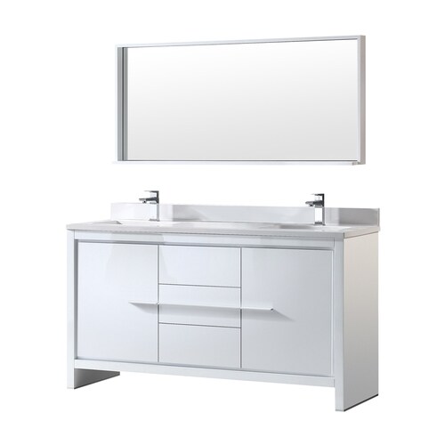 Fresca Trieste White Double Sink Vanity with White Engineered Stone Top ...