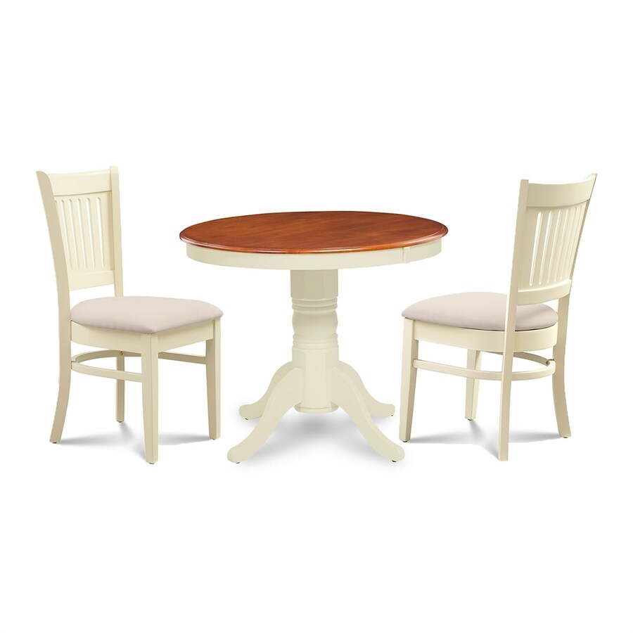 M&D Furniture Brookline Buttermilk/Cherry Dining Set with Round Dining ...