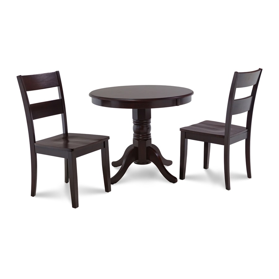 M&D Furniture Brookline Cappuccino Dining Set with Round Dining Table ...