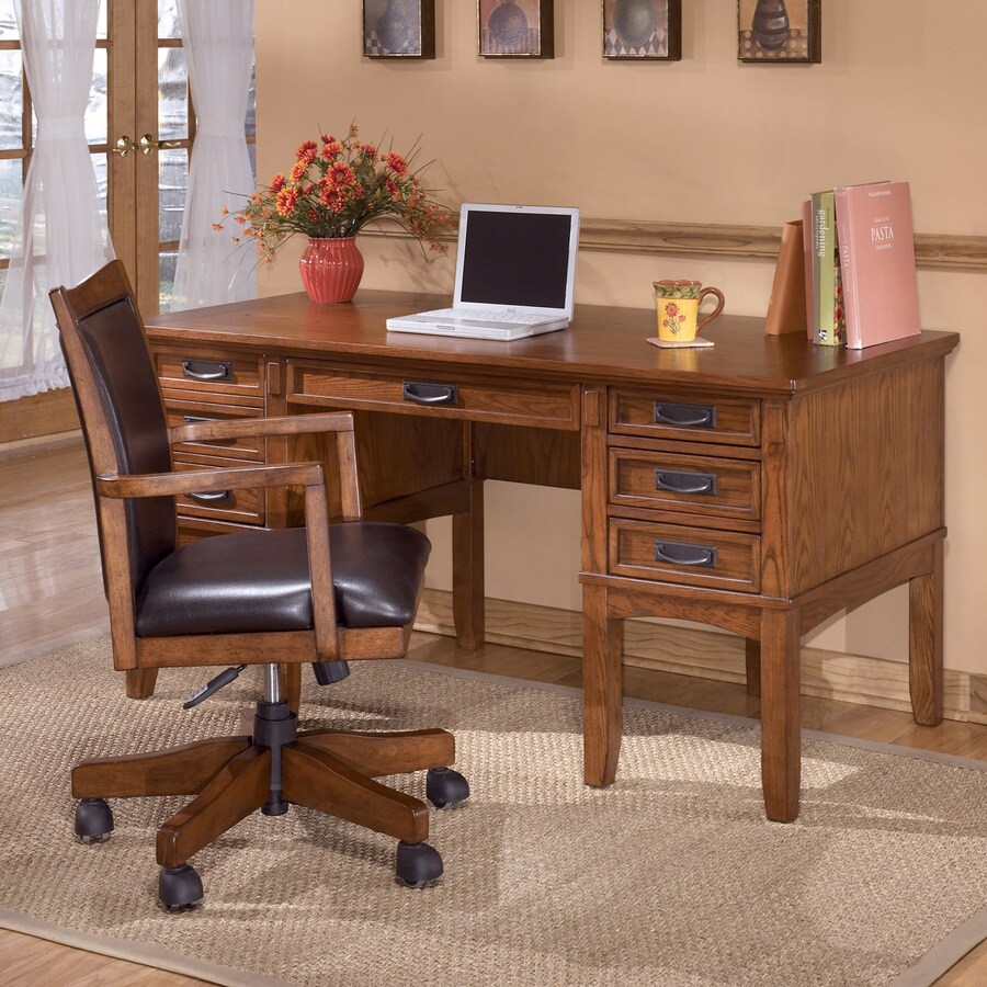 Signature Design by Ashley Cross Island Transitional Medium Brown Oak ...