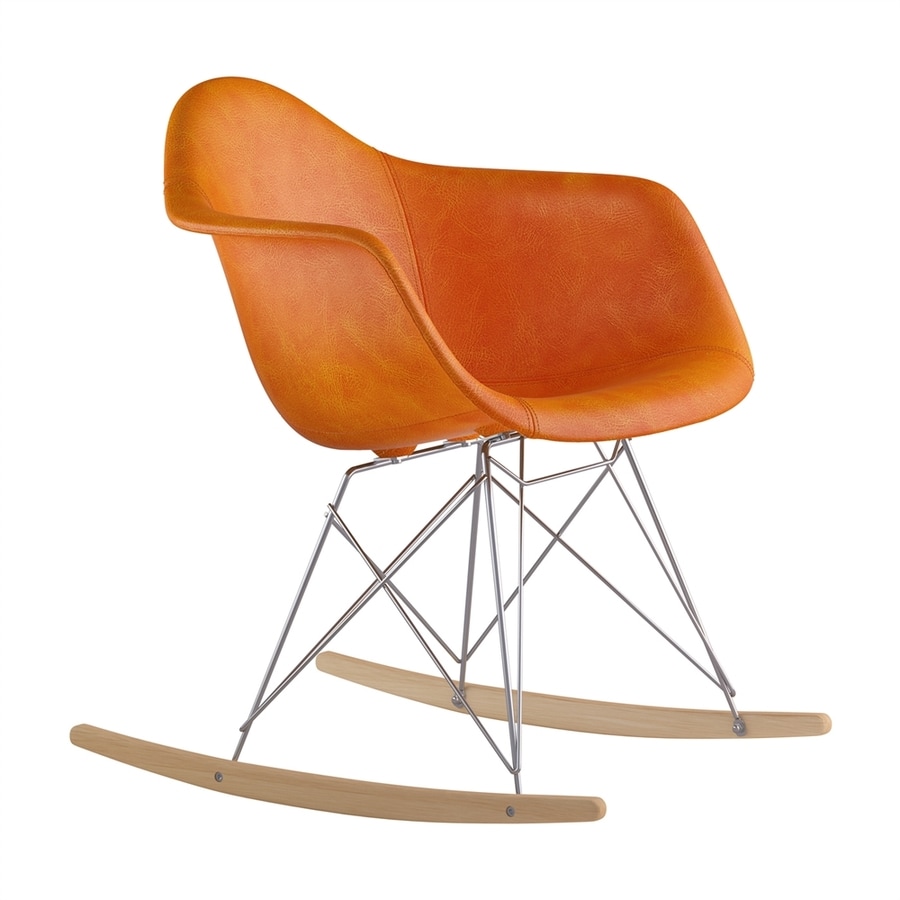 NyeKoncept Midcentury Burnt Orange/Natural Wood/Brushed Nickel Genuine ...