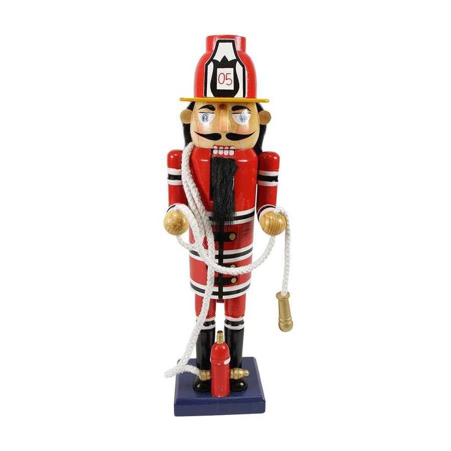 Northlight Decorative Wooden Red Nutcracker Fireman Figurine at Lowes.com