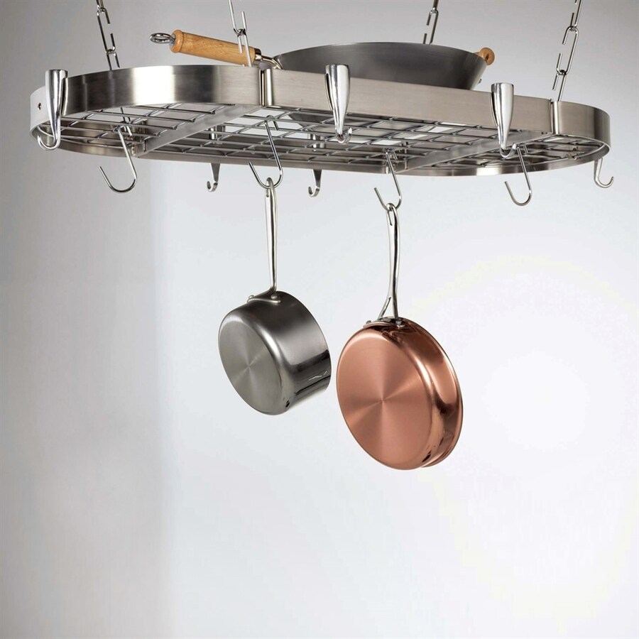 Concept Housewares 40-in x 20-in Stainless Steel Oval Pot Rack at Lowes.com