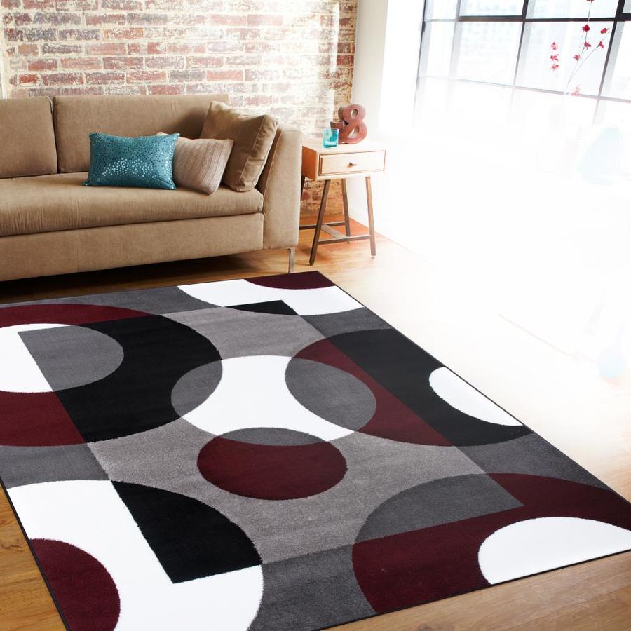 World Rug Gallery Florence 5 x 7 Burgundy Indoor Geometric Mid-Century ...