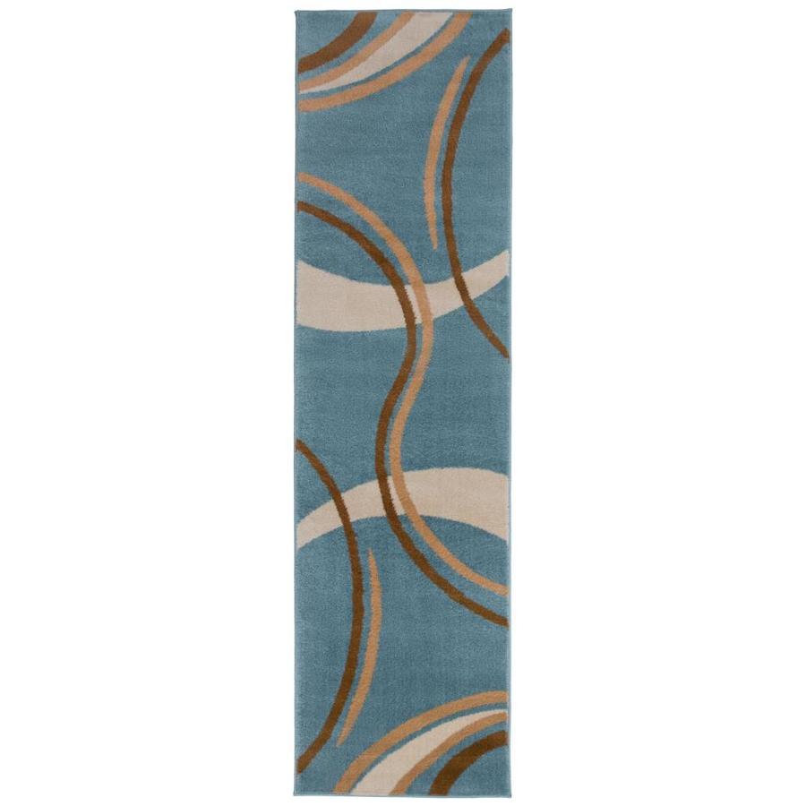 World Rug Gallery Florence Blue Indoor Mid-Century Modern Runner ...