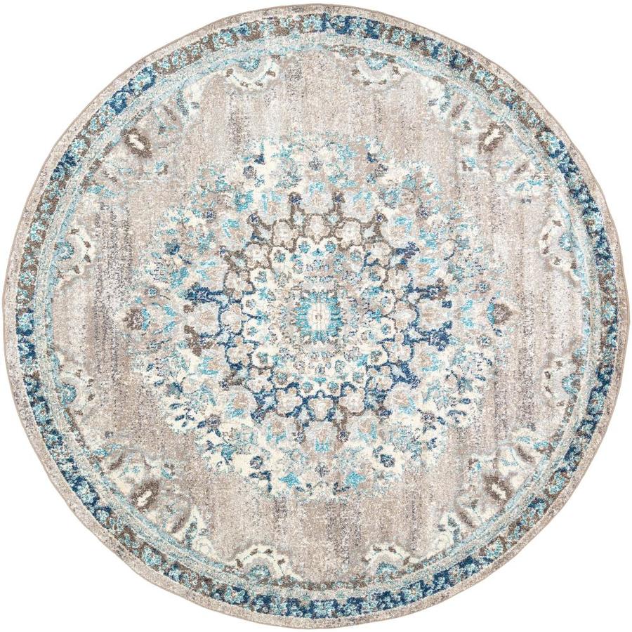 Surya Morocco Grey Round Indoor Medallion Oriental Area Rug in the Rugs ...