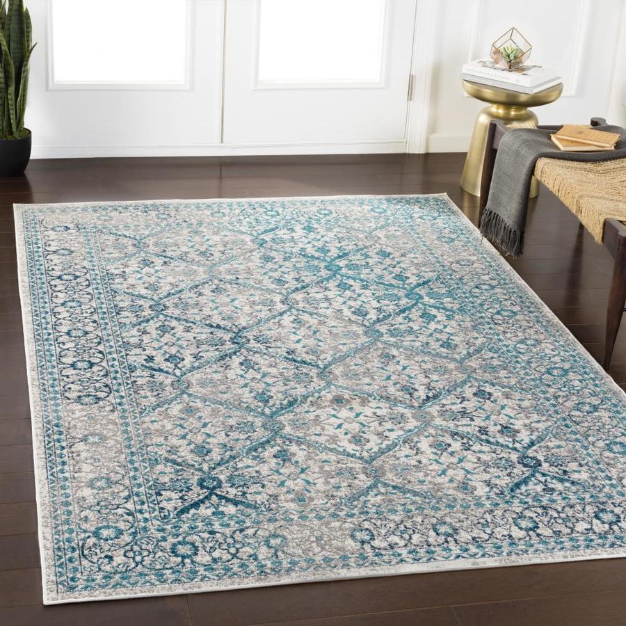 Surya Rafetus 8 x 10 Teal Indoor Trellis Oriental Area Rug in the Rugs ...