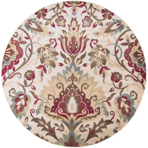 Surya Riley Burgundy Round Indoor Floral/Botanical Area Rug in the Rugs ...
